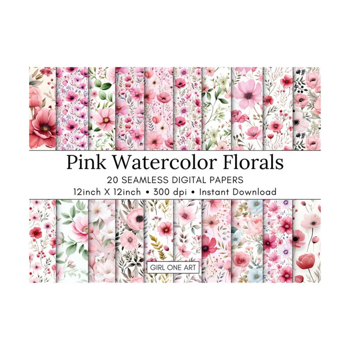 20 Pink Watercolor Floral Printable Paper Seamless Shabby Ch - Inspire ...