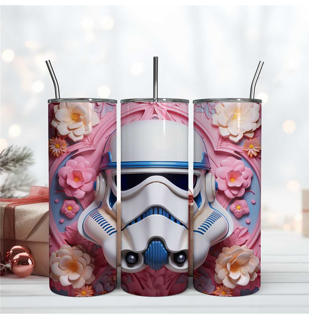 3D Stormtrooper Pink Flower Tumbler Star War Png - Inspire Uplift