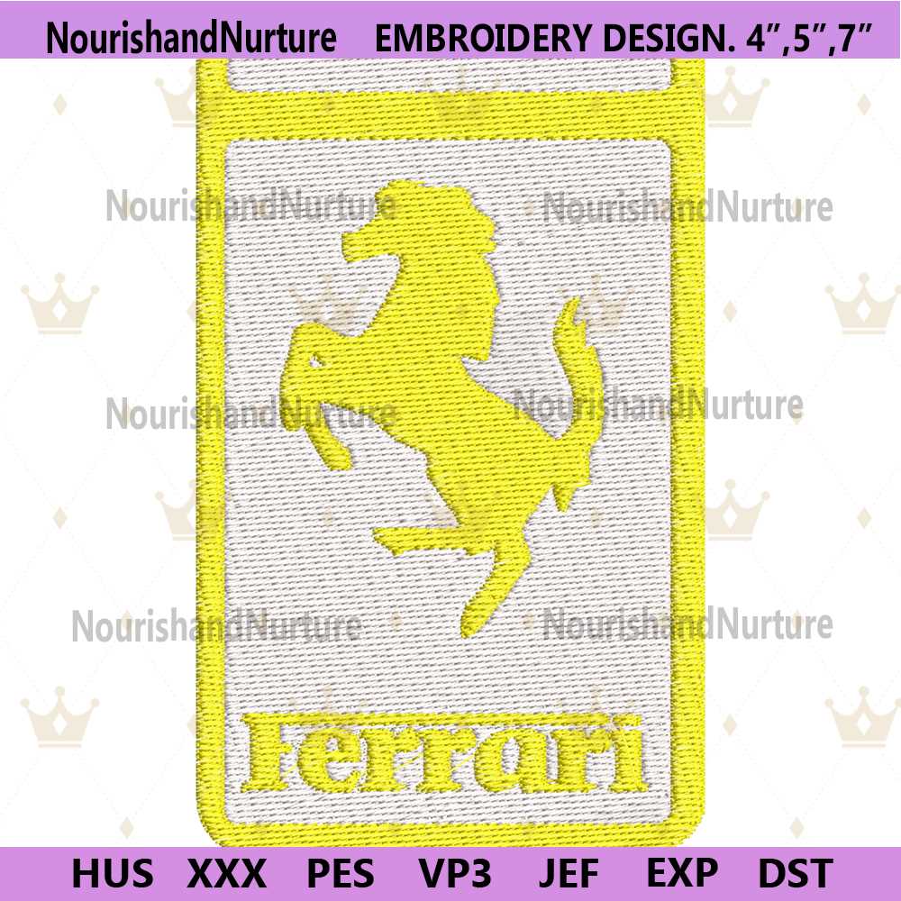 Golden Ferrari Embroidery Logo Design Brand Car Brand Embori | Inspire ...
