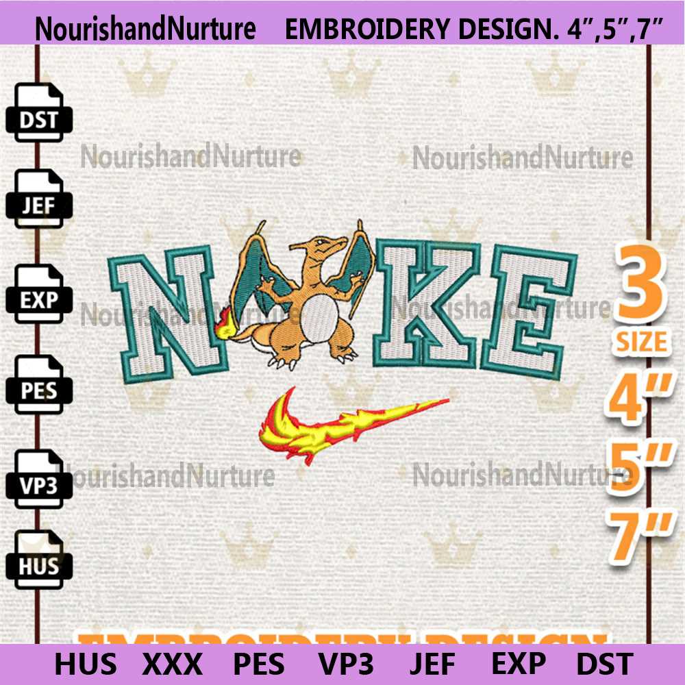 Nike Charizard Anime Embroidery Design, Best Anime Embroider | Inspire ...