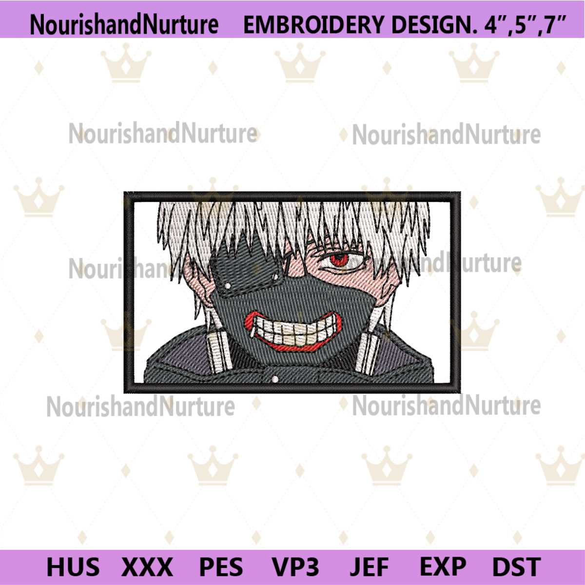Ken Kaneki Mask Embroidery Design Tokyo Ghoul Anime Embroide | Inspire ...