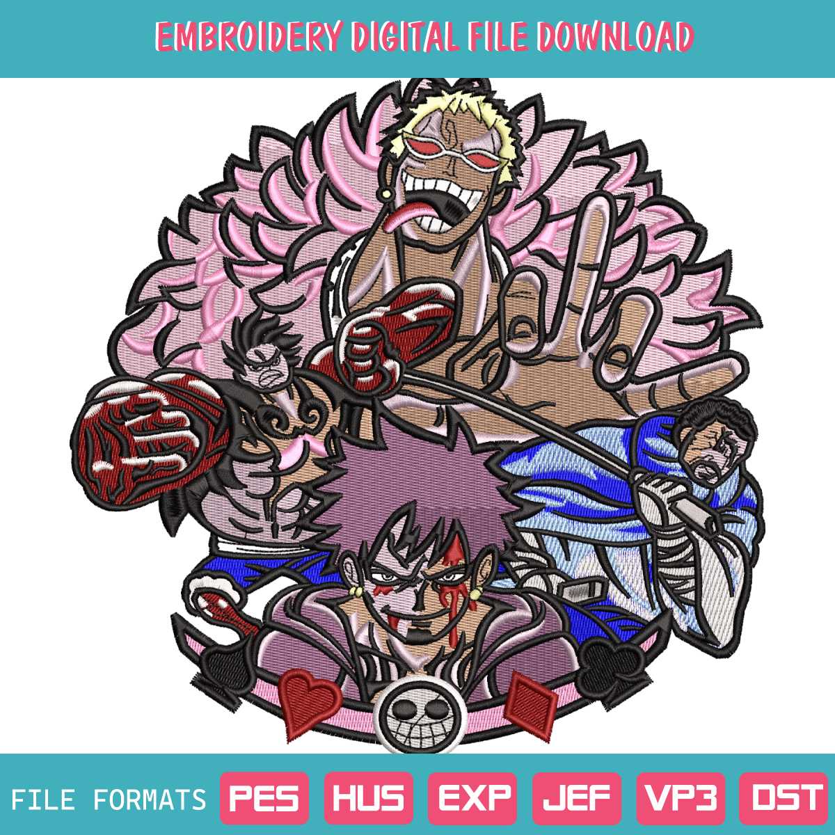 ONE PIECE Anime Embroidery Machine Anime Design File - Inspire Uplift