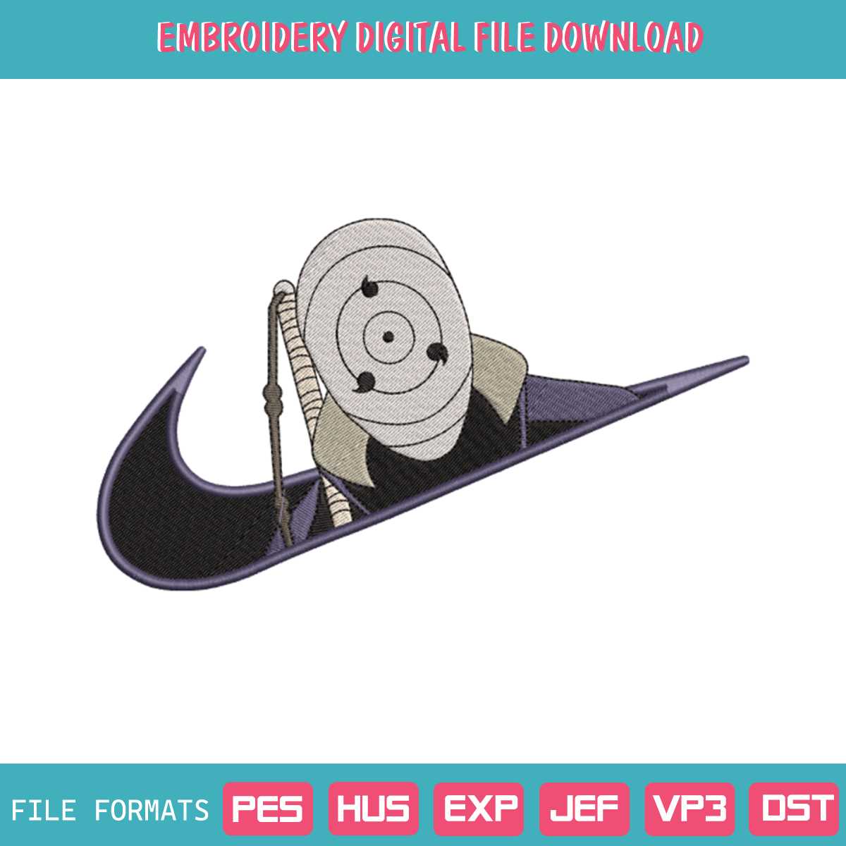 Obito x Nike Logo Embroidery Design Anime Naruto Embroidery | Inspire ...