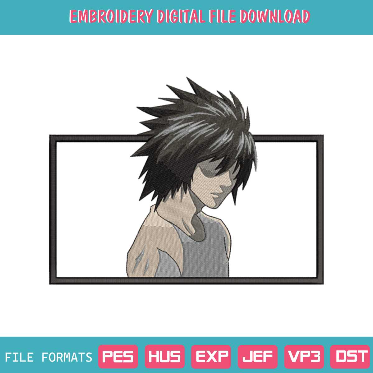 L Lawliet Box Anime Death Note Embroidery Design | Inspire Uplift
