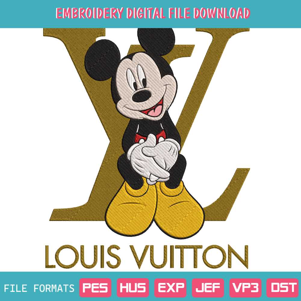 Mickey Mouse Louis Vuitton Logo Embroidery Design - Inspire Uplift