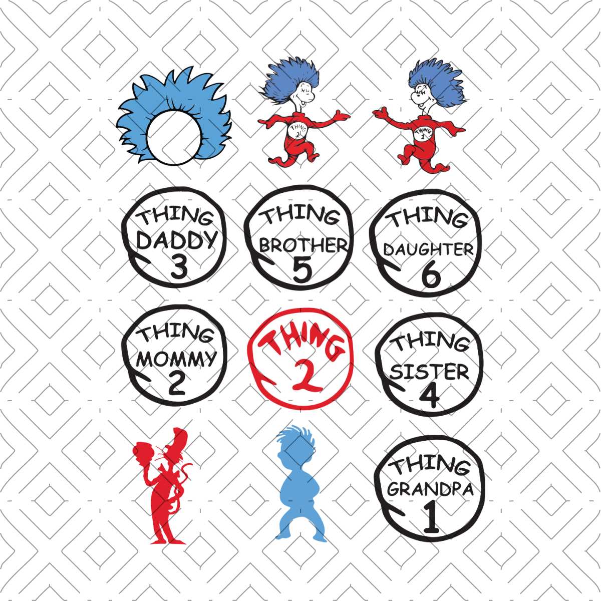Dr Seuss Family Thing Bundle Svg, Dr Seuss Svg, Dr Seuss Vec - Inspire ...