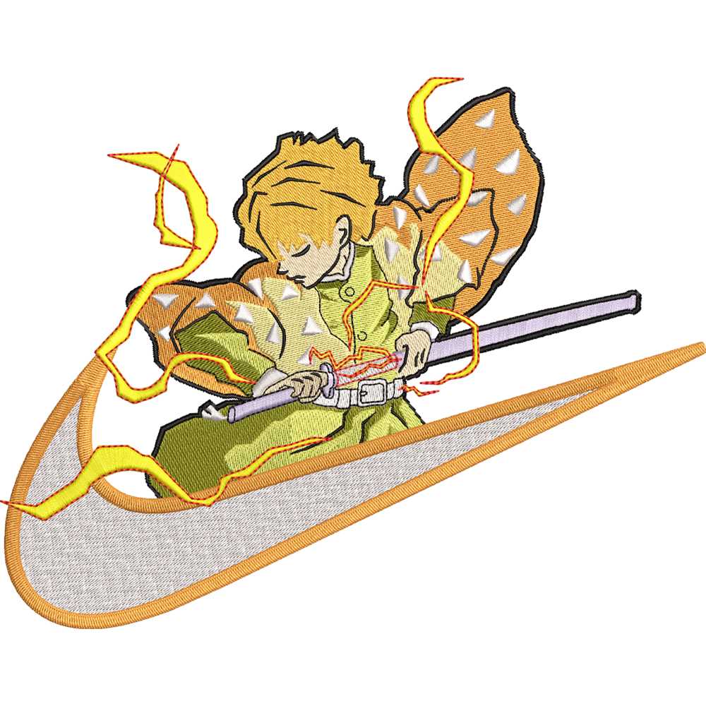 ZENITSU AGATSUMA Nike Embroidery Download Demon Slayer Anime | Inspire ...