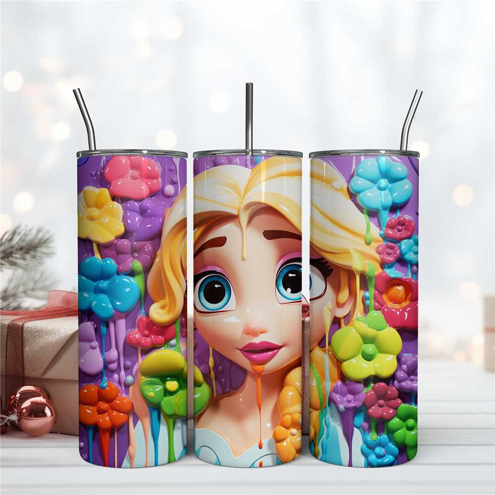 3D Rapunzel Flowers Tumbler Design, Disney Princess Wrap, 20 | Inspire ...
