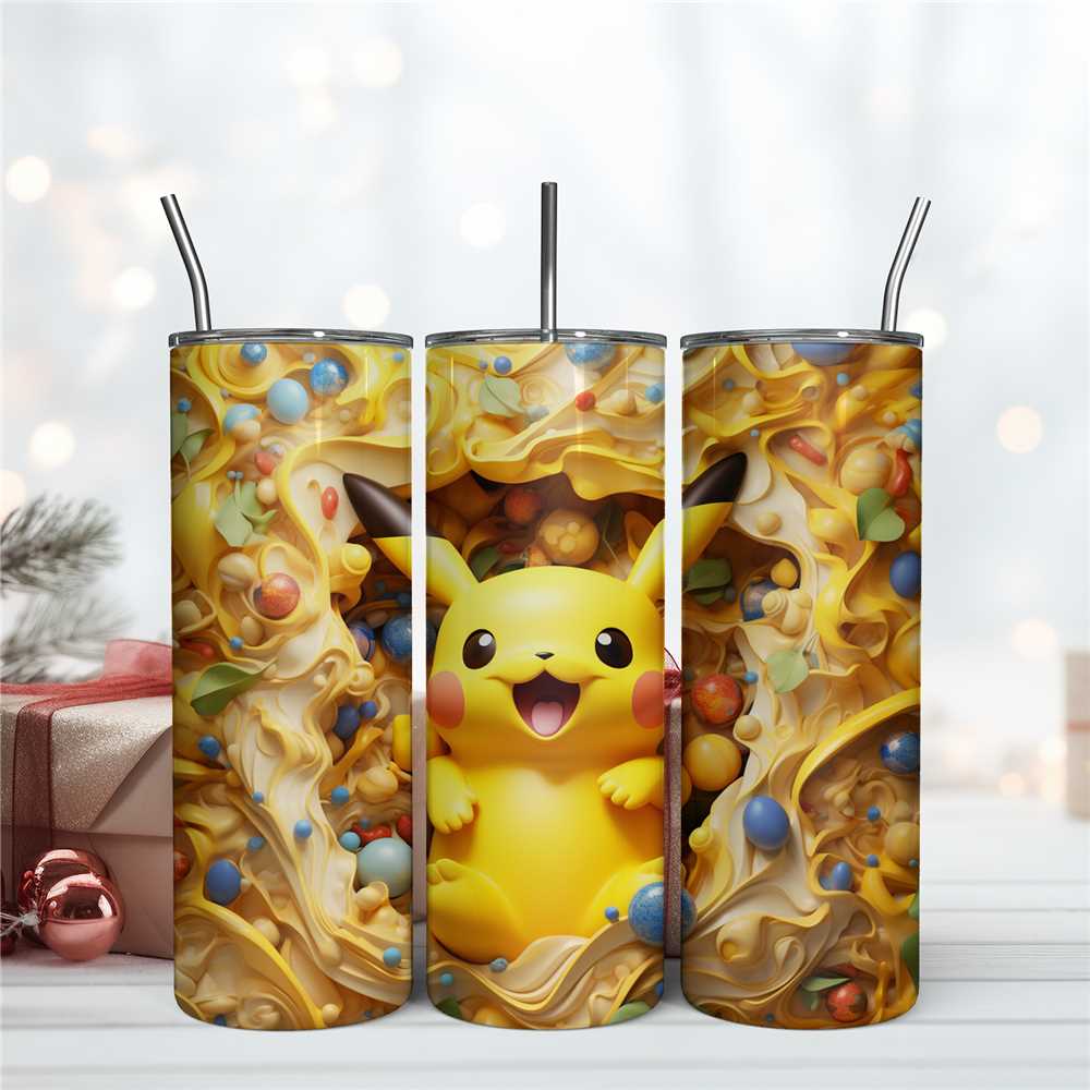 3D Pikachu Candy Hole Tumbler Design, Pikachu Tumbler, Tumbl | Inspire ...