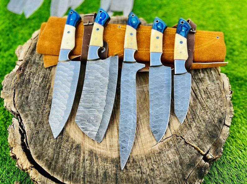 Custom Handmade 5PCS Damascus steel kitchen Chef Knives Set | Inspire ...