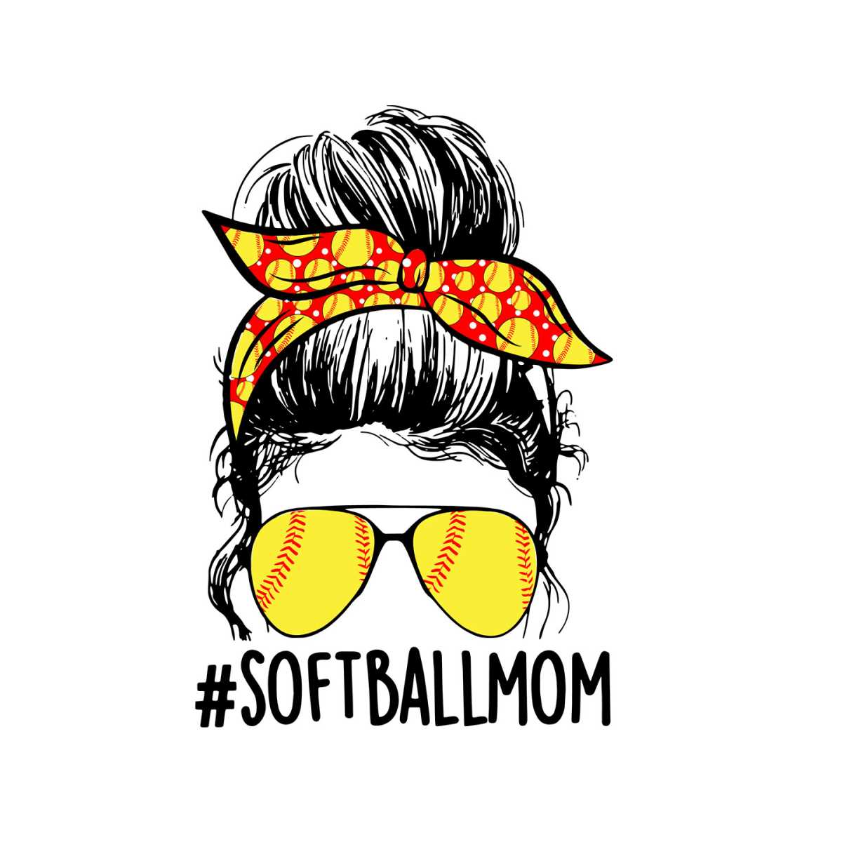 Softball Mom Messy Bun Svg, Mothers Day Svg, Softball Mom Sv | Inspire ...