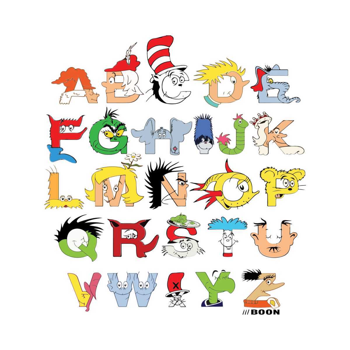 Dr Seuss Alphabet Svg, Dr Seuss Svg, Dr Seuss ABC Svg, Alpha | Inspire ...