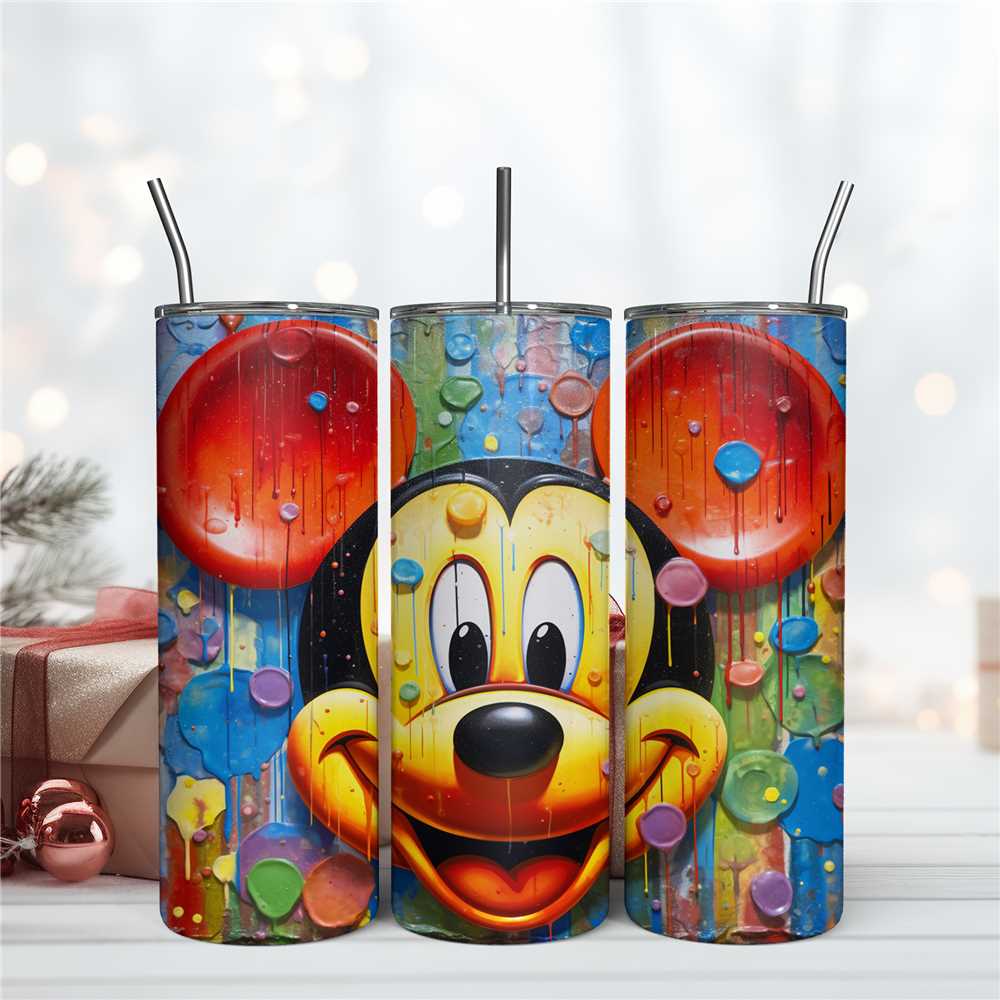 3D Mickey Mouse Dripping Paint Skinny Tumbler 20oz Digital F - Inspire ...