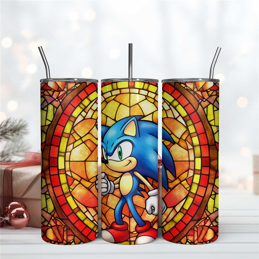 Sonic the Hedgehog Stained Glass 20Oz Wrap Tumbler - Inspire Uplift