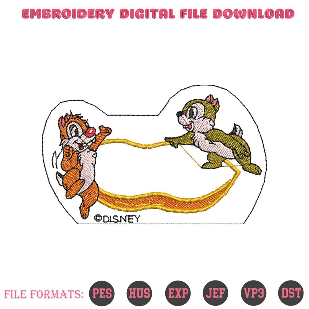 Chip And Dale Chestnut Embroidery Design Download - Inspire Uplift