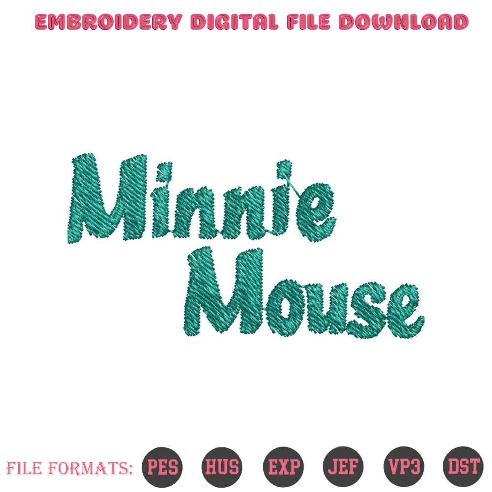 Minnie Mouse Name Embroidery Design Instant Download | Inspire Uplift