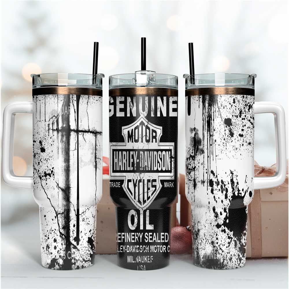Harley Davidson Logo Tumbler W, 40Oz Tumbler, Motor Wrap - Inspire Uplift