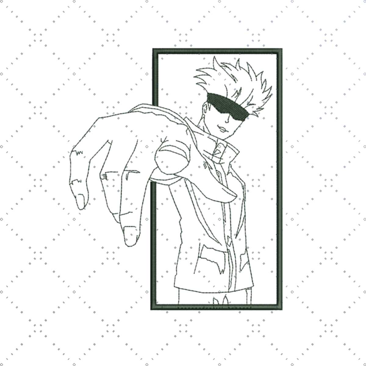 Gojo LineArt Funny Embroidery Design Anime Cartoon - Inspire Uplift