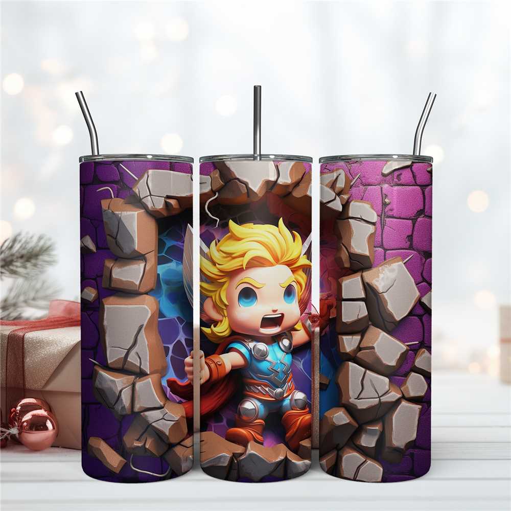 3D Inflated Angry Thor Tumbler Wrap Design, 20oz Tumbler Des | Inspire ...