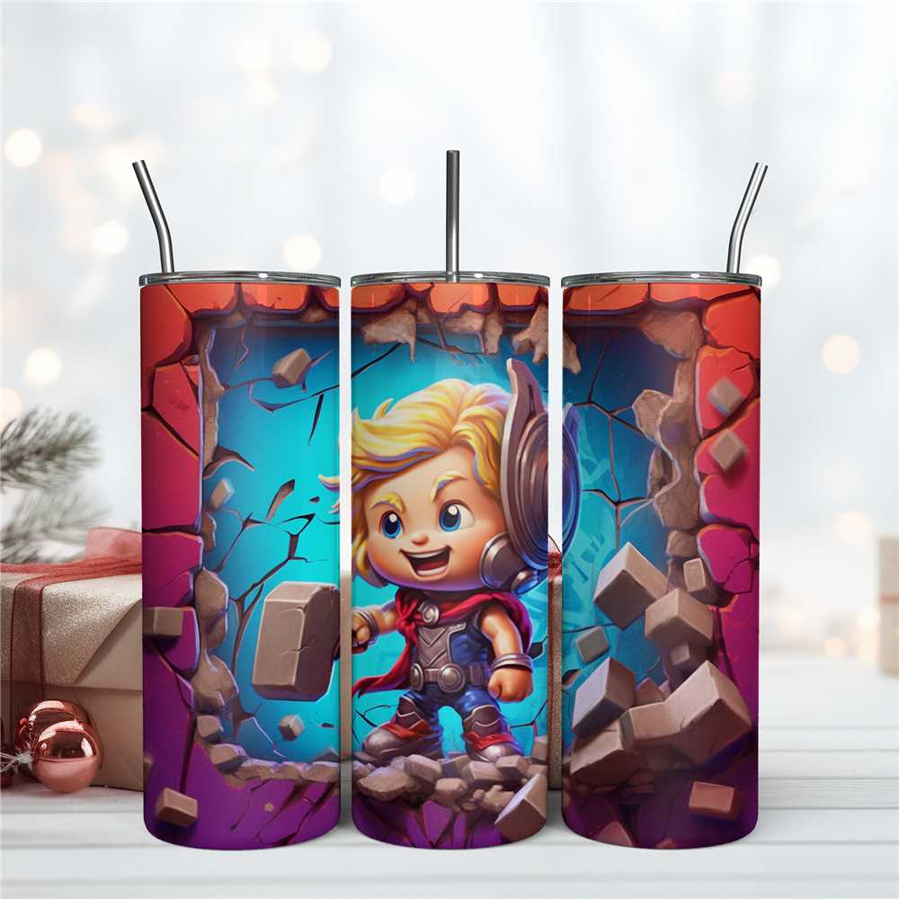 Thor Chibi 3D Cartoon 20oz Tumbler, Skinny 20oz File Design - Inspire ...