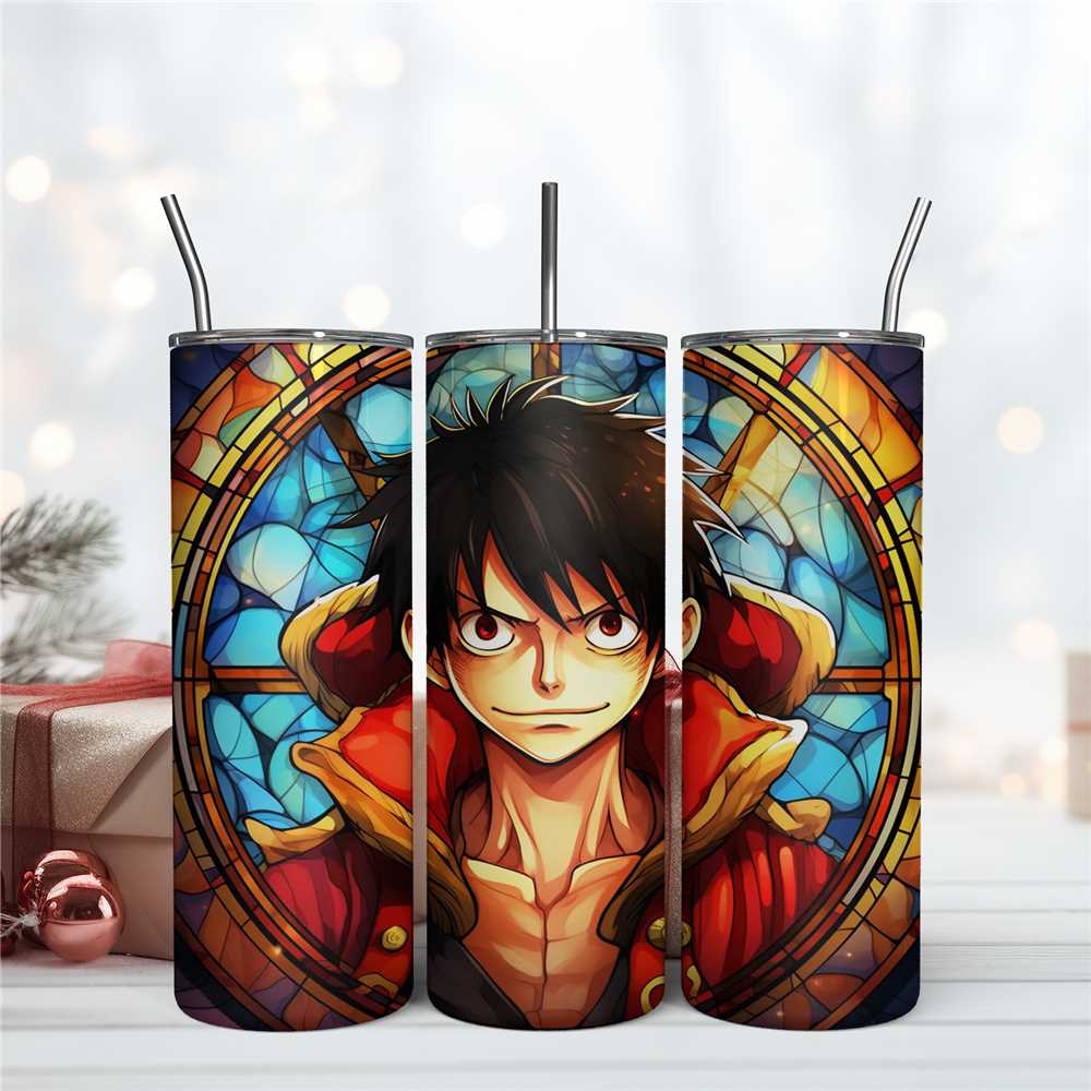 Monkey D Luffy Stained Glass Tumbler Skinny 20oz Digital Dow | Inspire ...