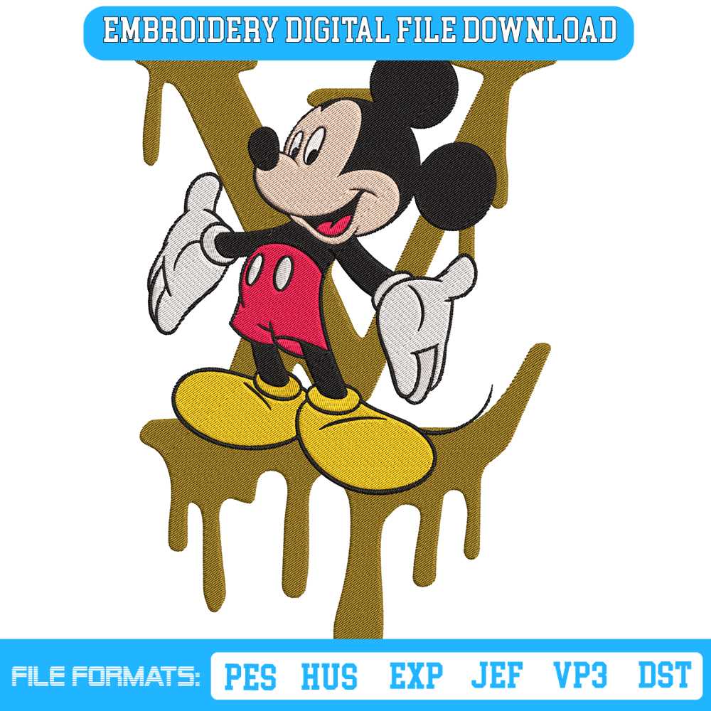 Embroidery LV Dripping Mickey Disney Design File | Inspire Uplift