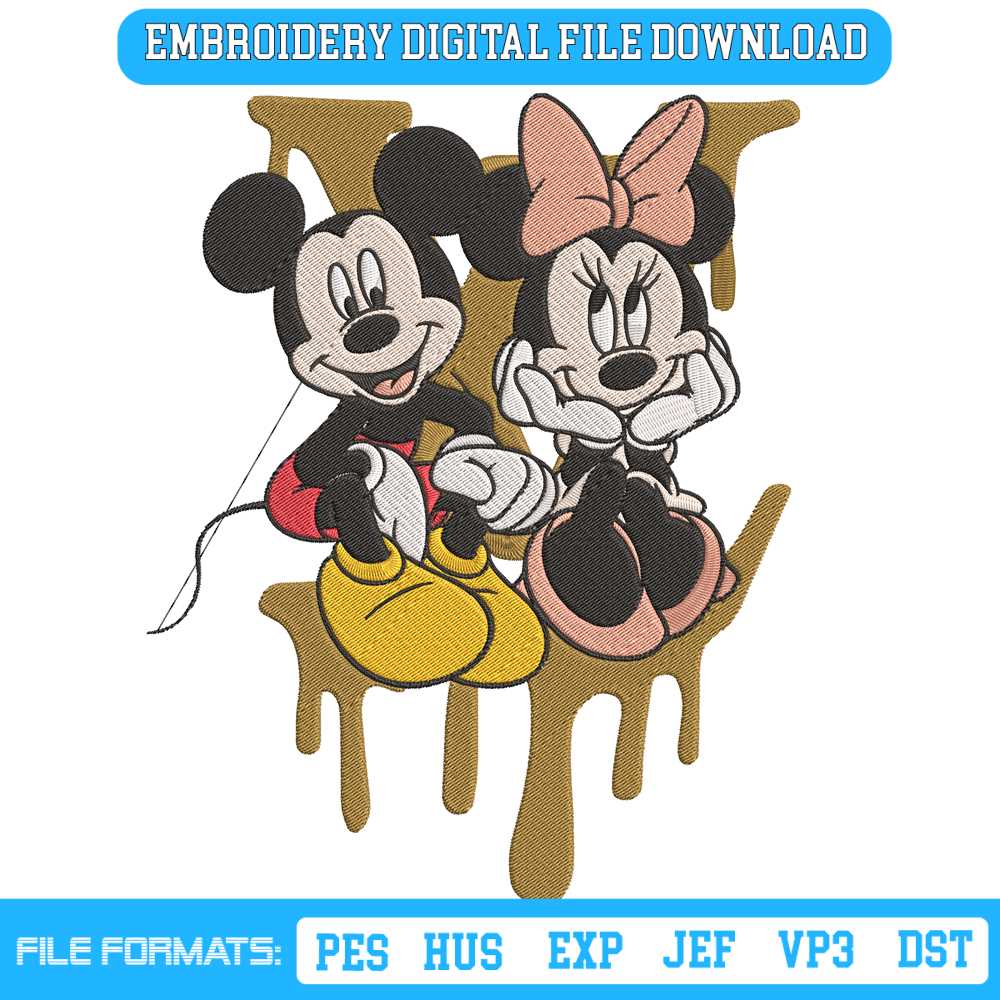 Couple Mickey And Minnie LV Dripping Embroidery Design Downl - Inspire ...