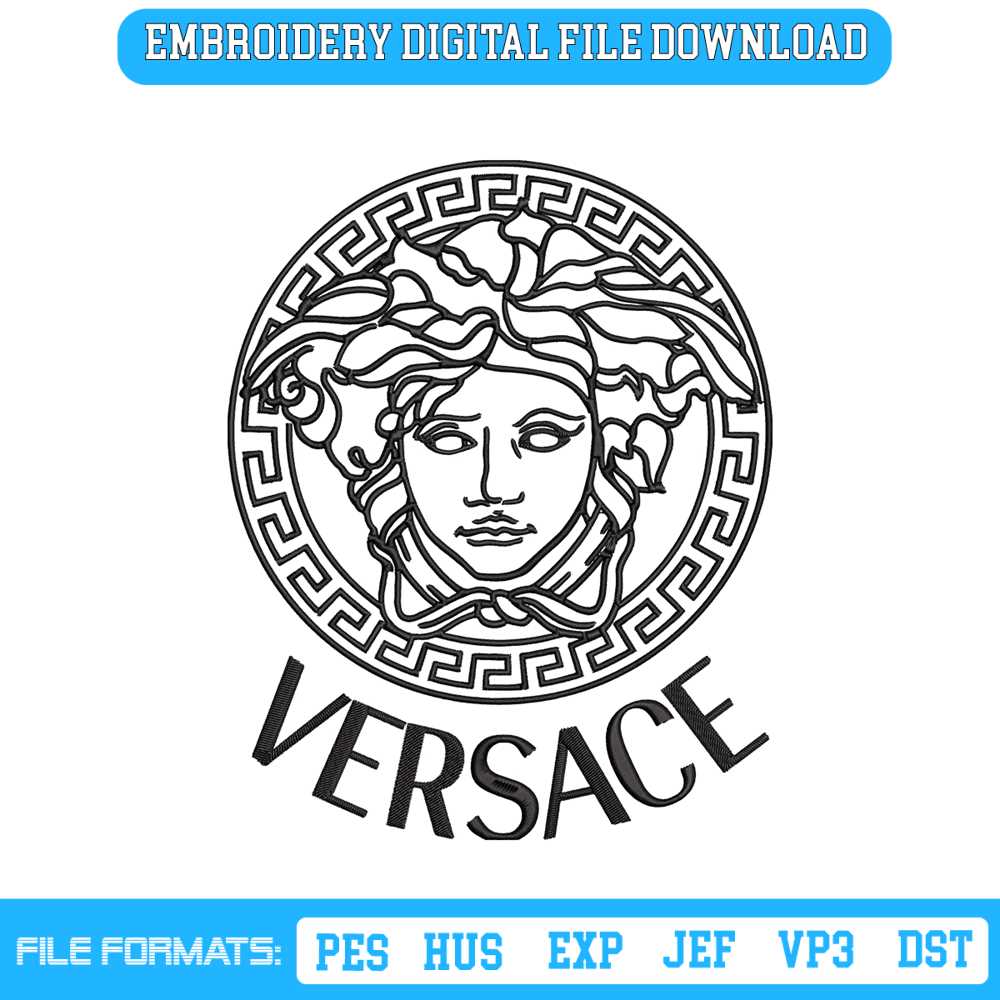 Versace Logo Brand Embroidery Design Download File | Inspire Uplift