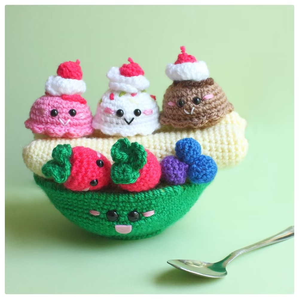 Banana Split Amigurumi Crochet Patterns, Crochet Pattern | Inspire Uplift