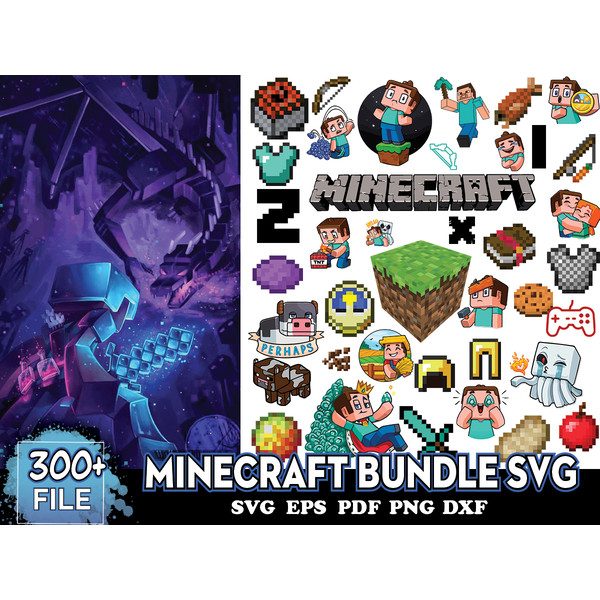 300 Minecraft Bundle Svg, Minecraft Svg, Game Svg - Inspire Uplift