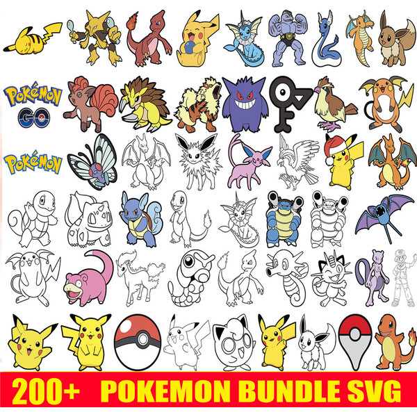 100 Pokemon Bundle Svg, Cartoon Svg, Pokemon Svg, Pokemon Cl | Inspire ...