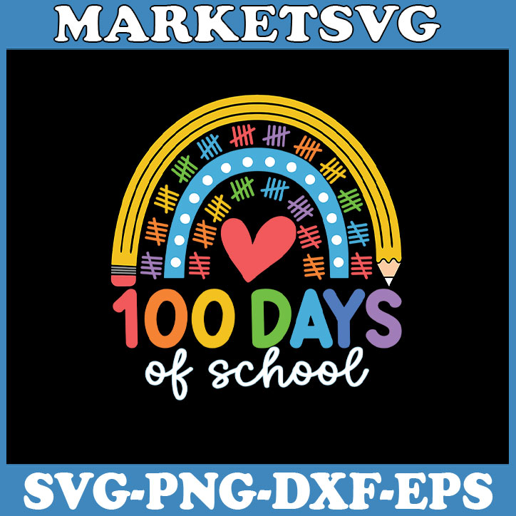 100 Days Of School Rainbow Celebration Design Svg, Boho Rain - Inspire ...