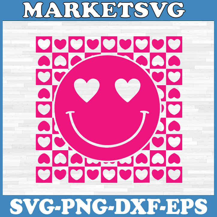 Pink Smile Face Heart Eyes Svg, Cute Heart Valentine's Day S | Inspire ...