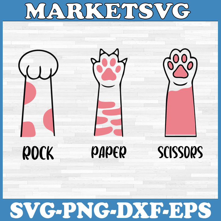 Rock Paper Scissors Cat Paw Svg, Pet Animal Paw Svg, Pink Ca | Inspire ...