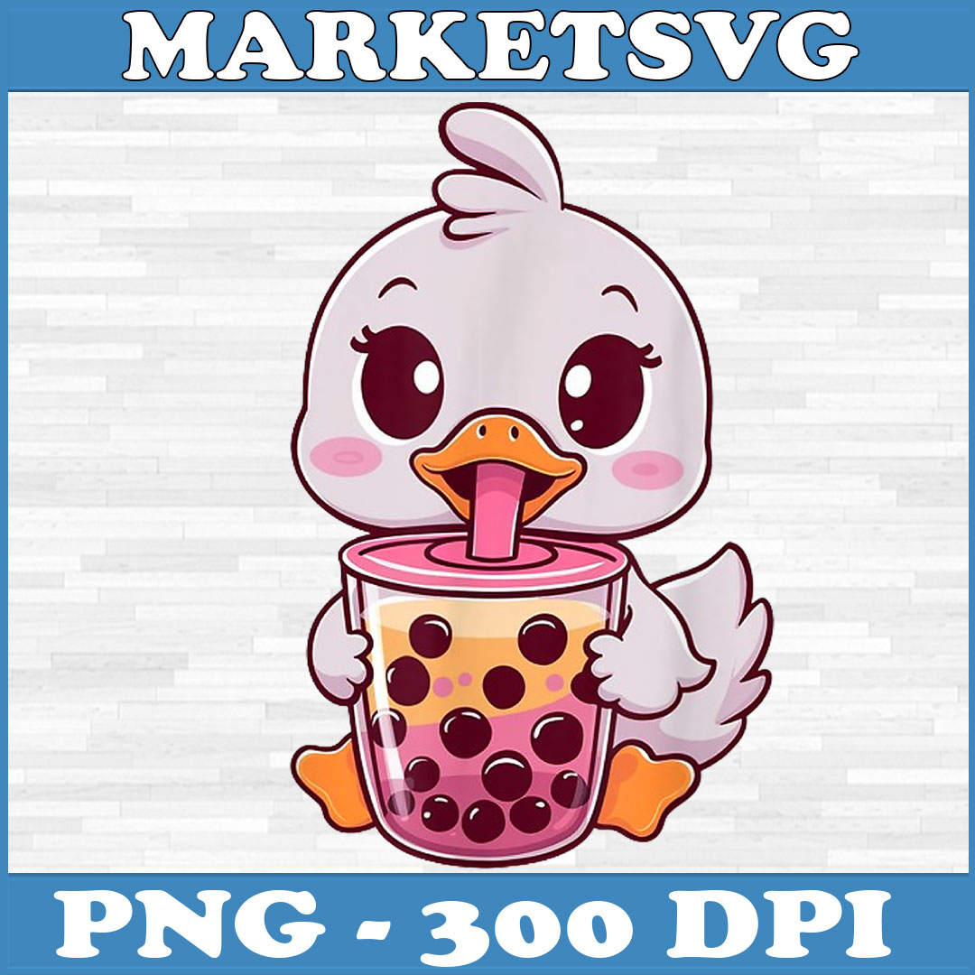 Cute Duck Drinking Bubble Tea Png, Boba Duck Lover Png, Cute | Inspire Uplift