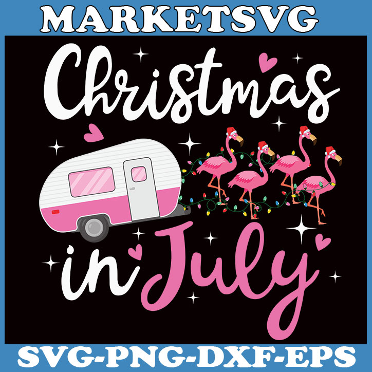 Christmas In July Funny Santta Flamingo Sleigh For Girls Kid | Inspire ...