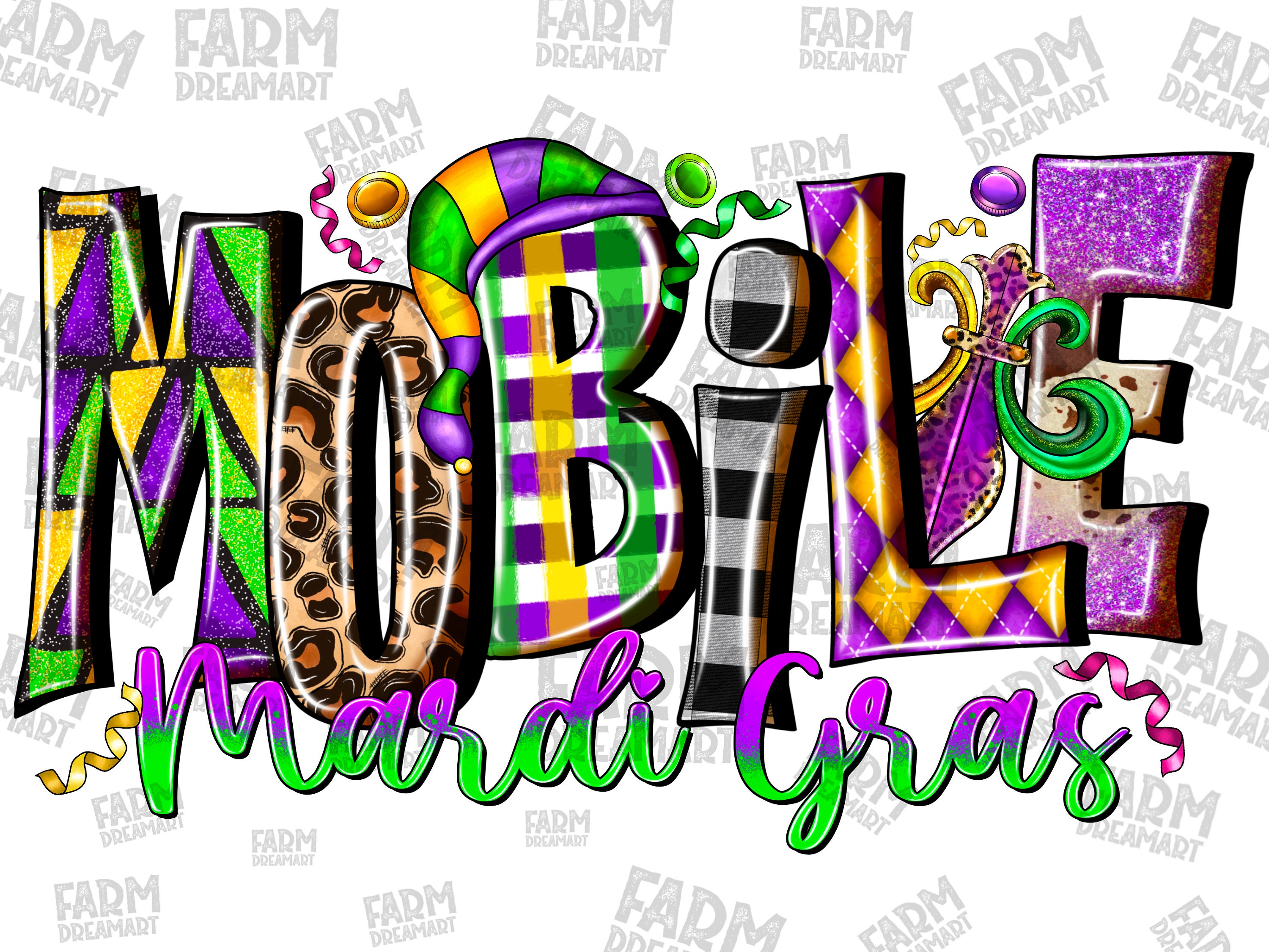 Mobile Mardi Gras PNG for Sublimation, Mardi Gras Png, Mobil - Inspire ...