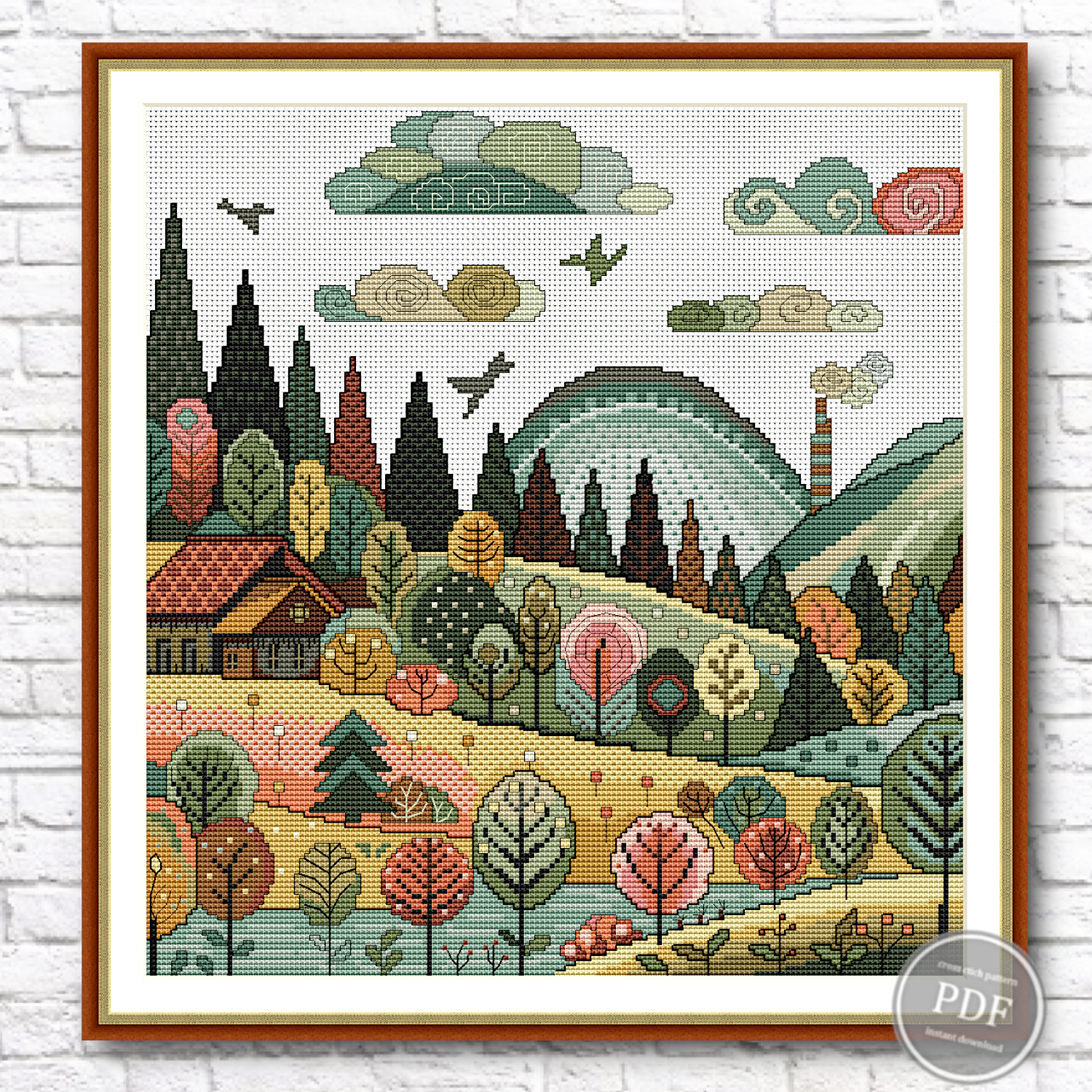 Cross stitch pattern. Village houses. cross stitch. Autumn M | Inspire ...