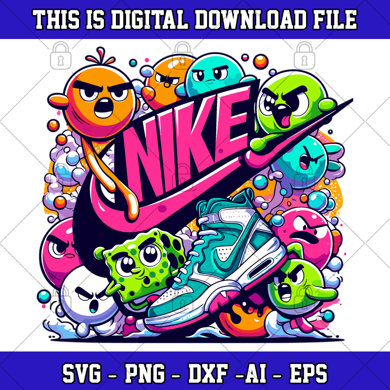 Bubbles Cartoon party Nike SVG, Nike Logo SVG, Fashion Brand | Inspire ...