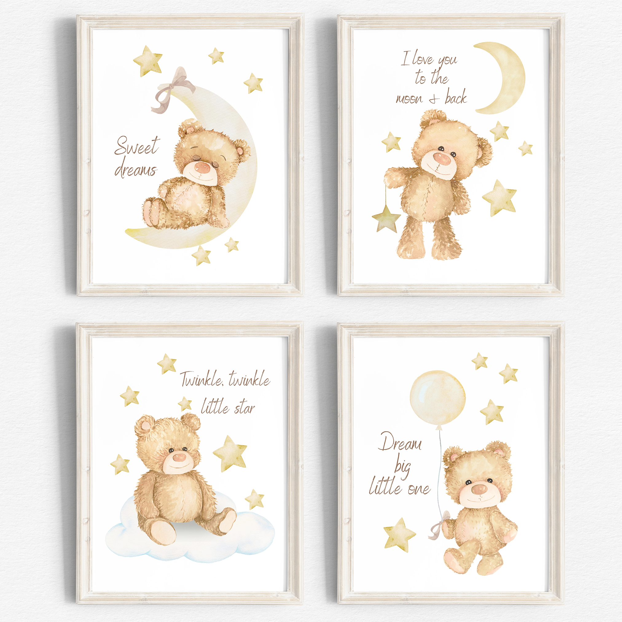 Teddy Bear Nursery Print,Set of 4,Bear Nursery Decor,Nursery | Inspire ...