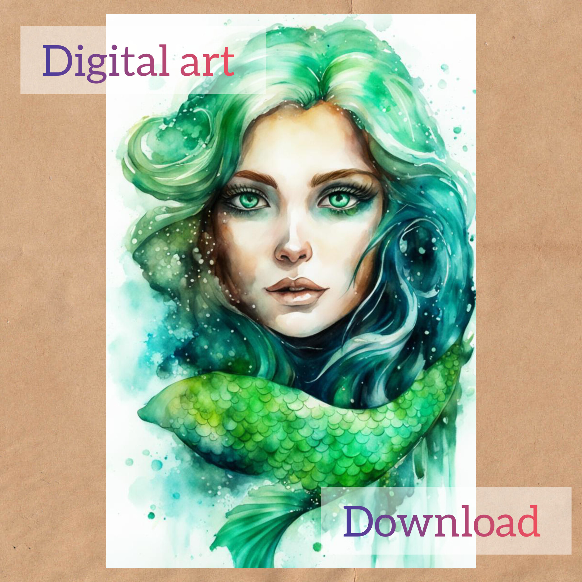 Watercolor drawing of a mermaid, a postcard for download | Inspire Uplift