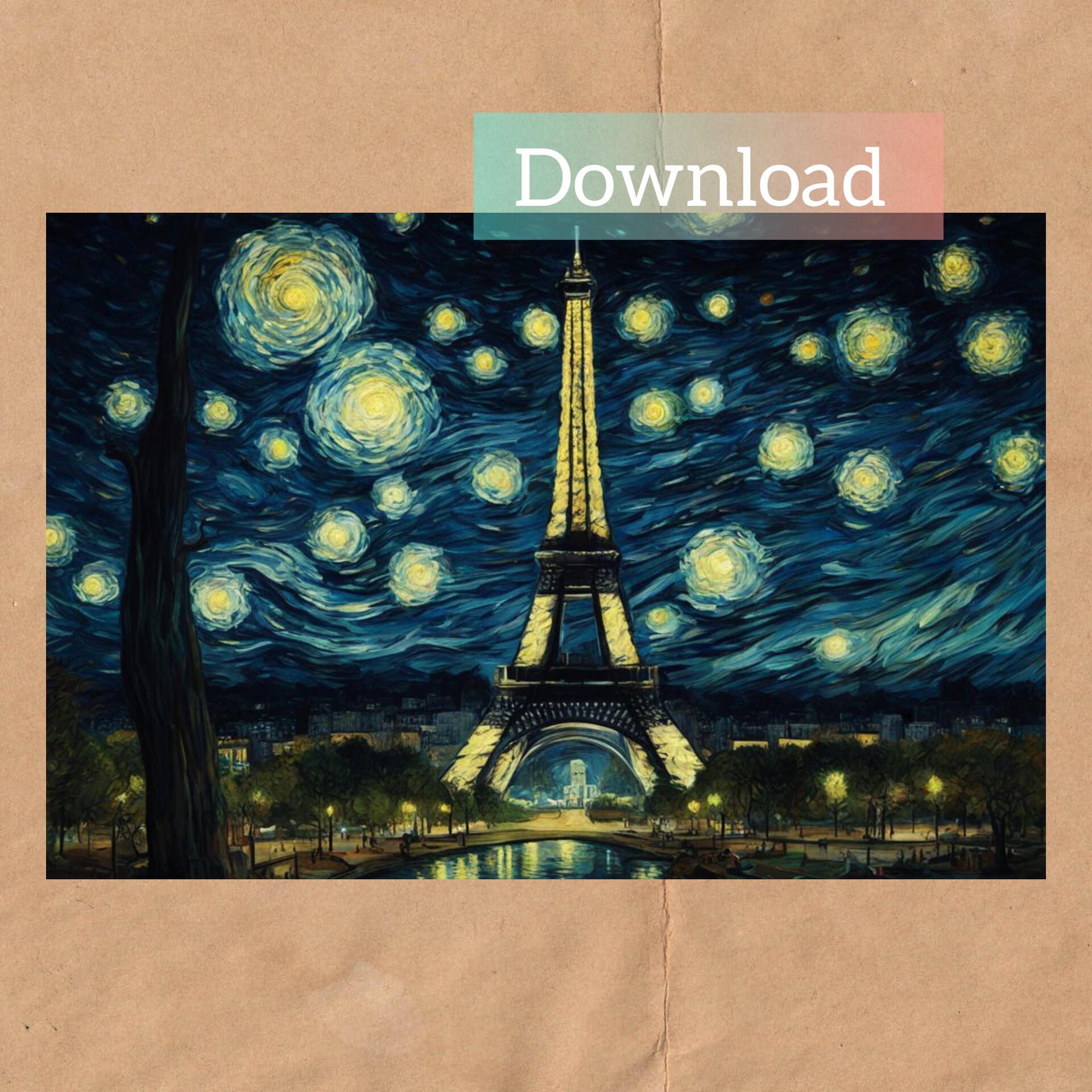 Starry night over the Eiffel Tower, digital postcard instant | Inspire ...