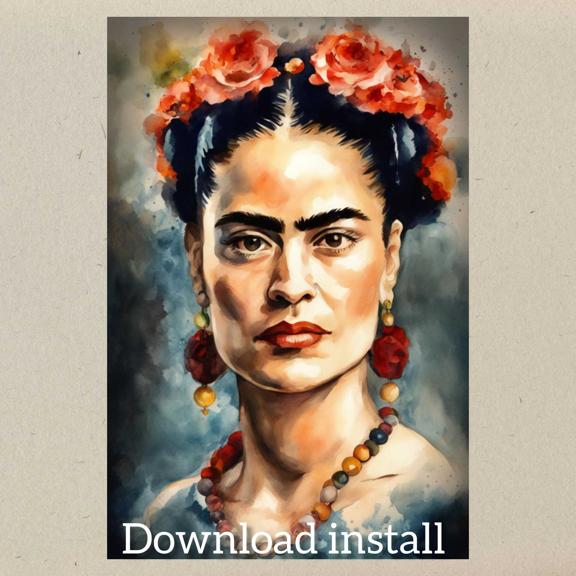Watercolor portrait of Frida Kahlo, digital postcard instant | Inspire ...