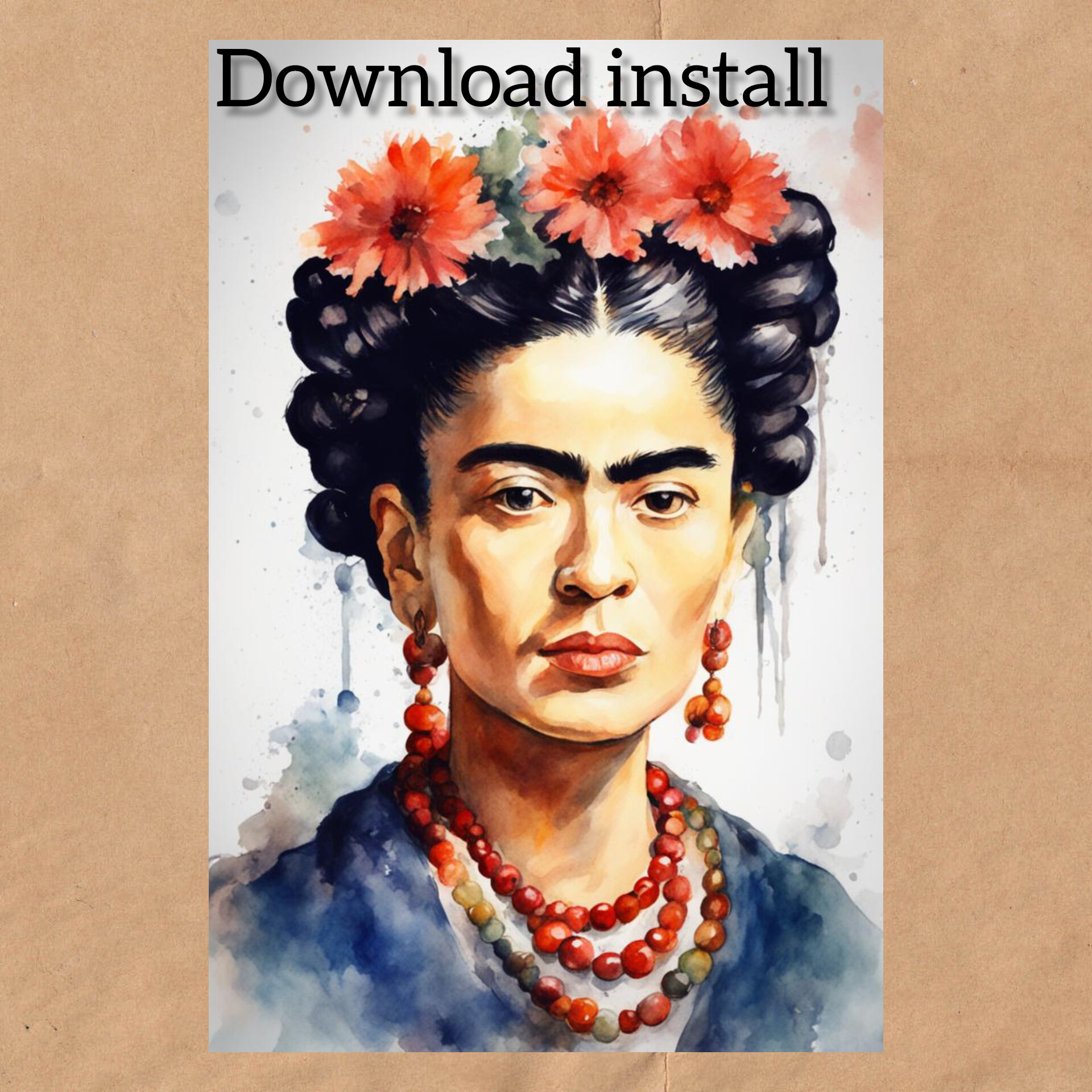Watercolor portrait of Frida Kahlo, digital postcard instant - Inspire ...
