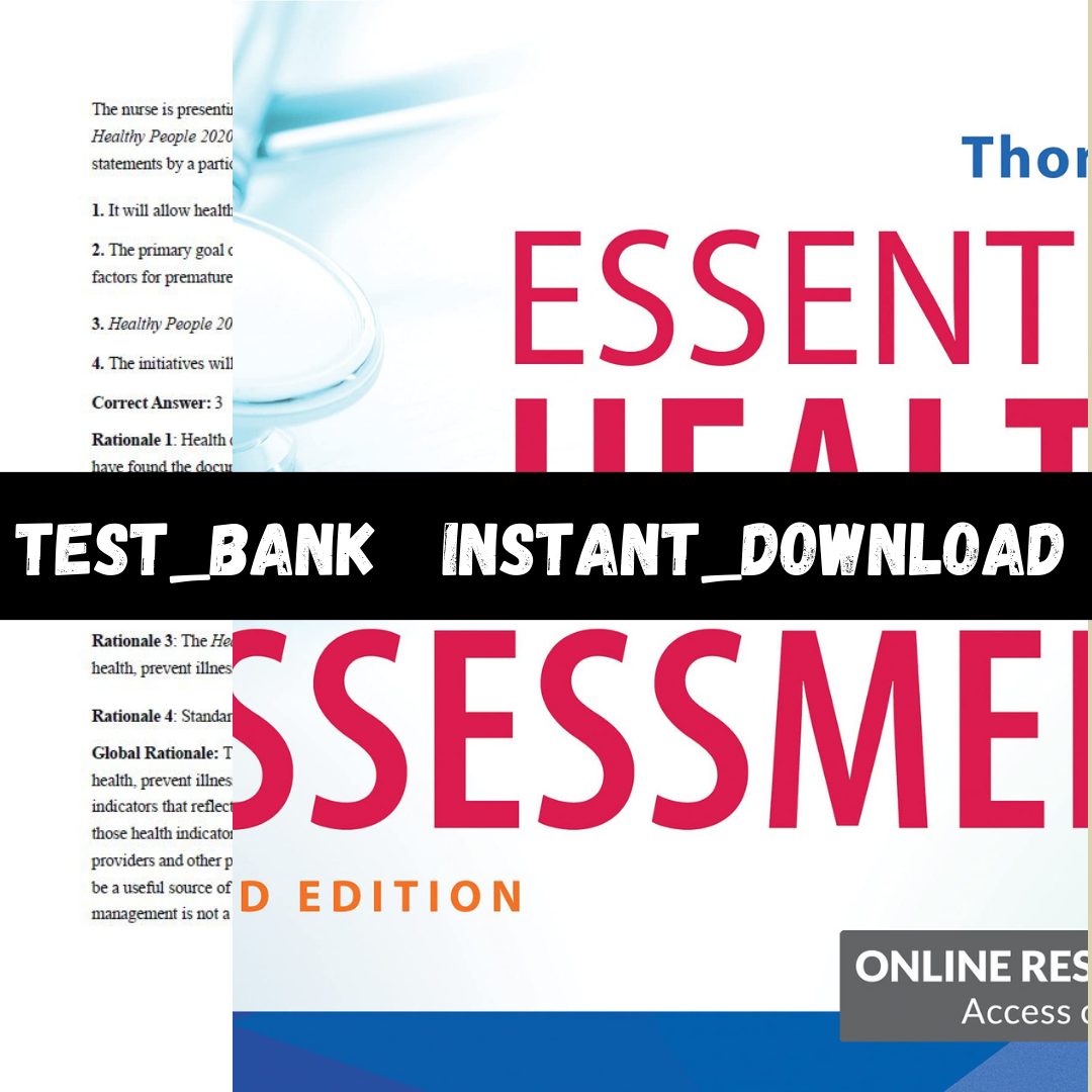 Test Bank for Essential Health Assessment 2nd Edition Thomps | Inspire ...