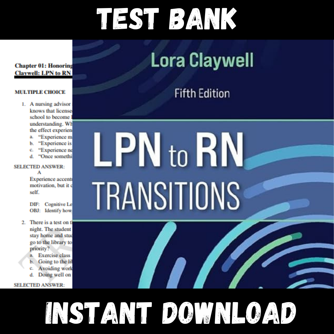 LPN to RN Transitions 5th Edition Lora Claywell Test bank | Inspire Uplift
