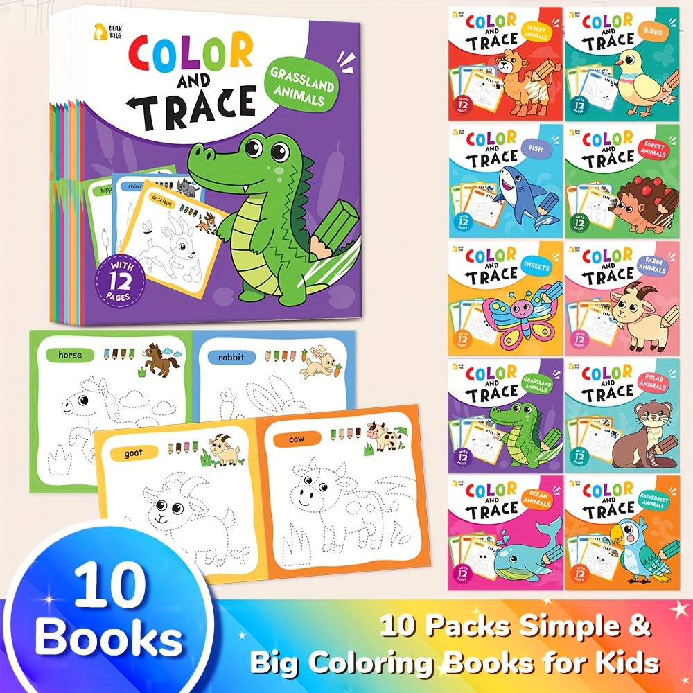 10PCS Fun Coloring Books for Kids - Cartoon Animal Art Set | Inspire Uplift