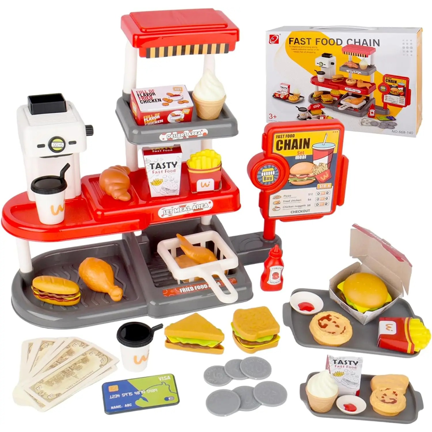 71pcs Pretend Play Fast Food Toys for Toddlers, Cash Registe | Inspire ...