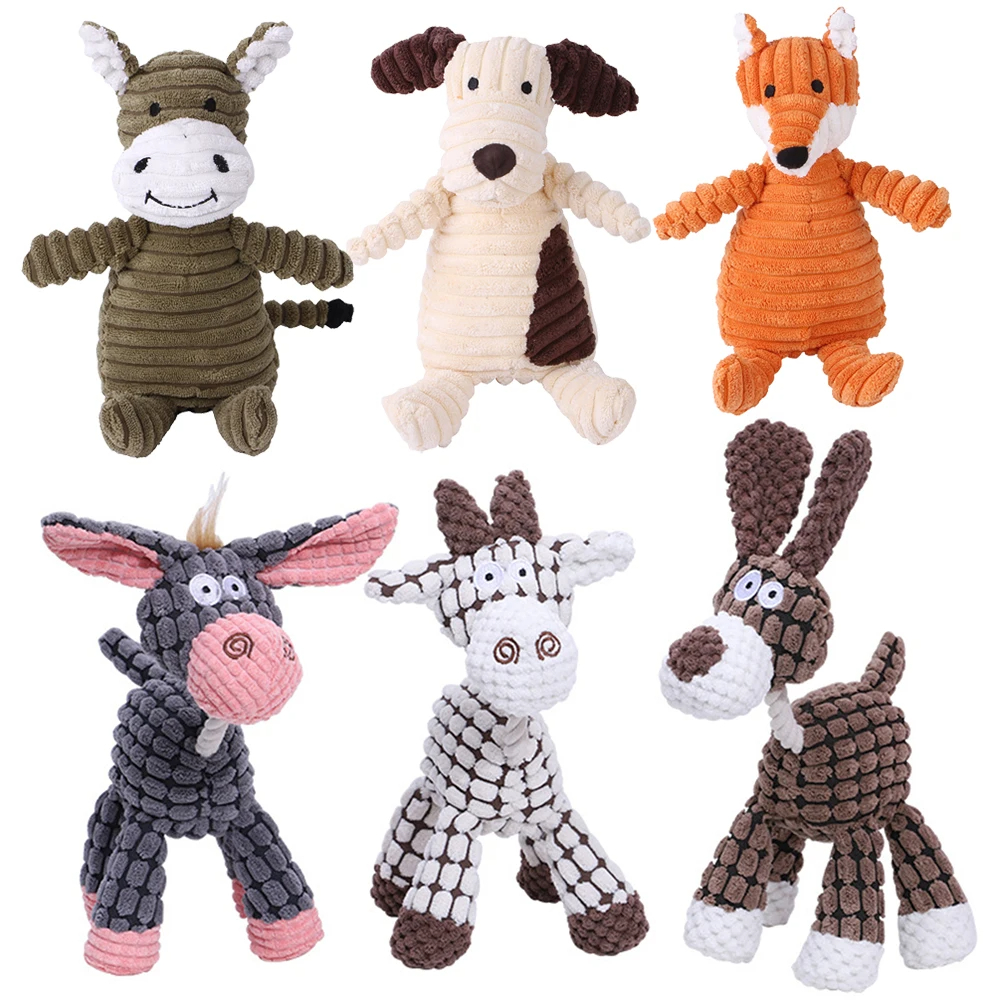 Plush Dog Toy Animals Shape Squeaky Toys Corduroy Dog Toys | Inspire Uplift