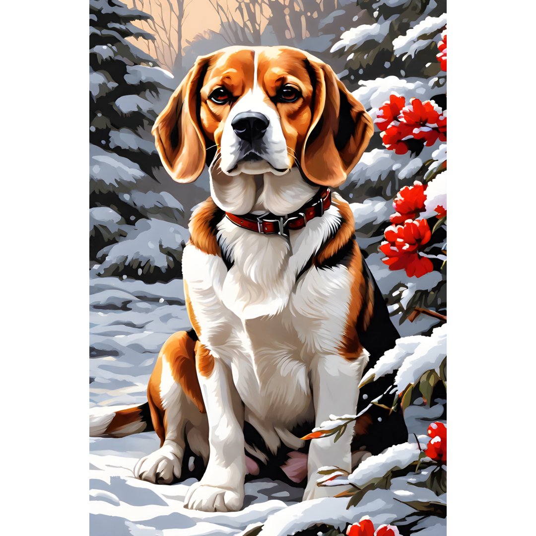 Paint by Number Kits - Beagle in Winter Forest | Inspire Uplift